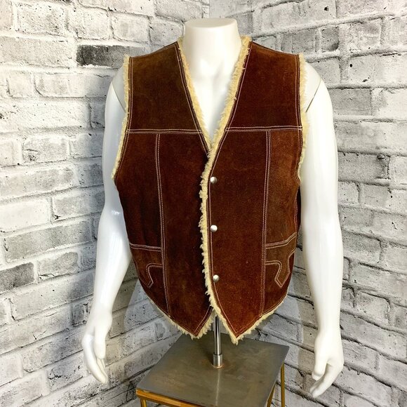 Vintage | Jackets & Coats | Vintage 6s 70s Sherpa Lined Suede Snap ...